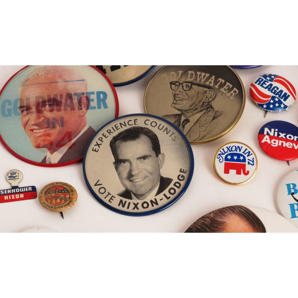 23 vintage political campaign buttons - Eisenhower, Nixon, Goldwater ...