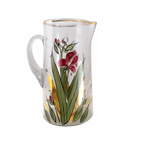 Antique Victorian hand painted glass pitcher (c 1900s) – Selective Salvage