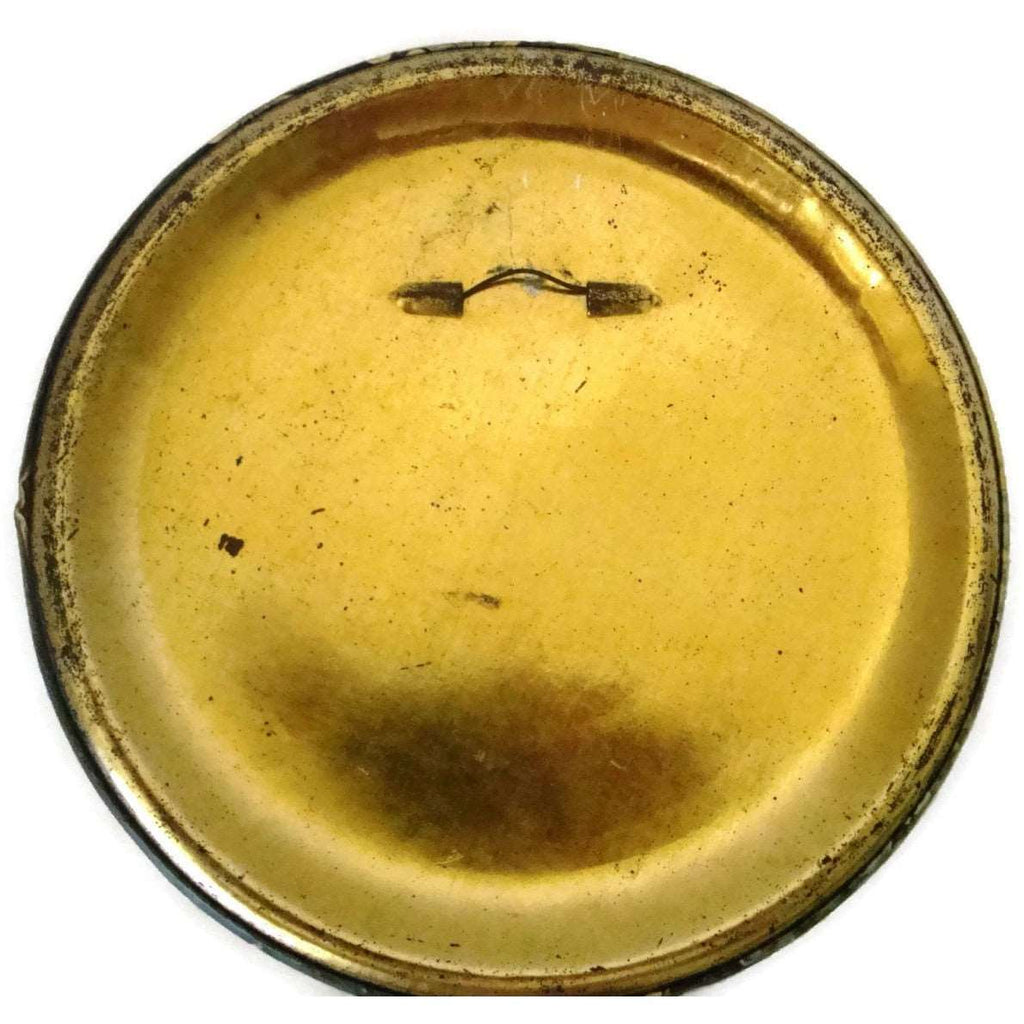 Antique Victorian celluloid mourning button, floral design on tin (c e ...